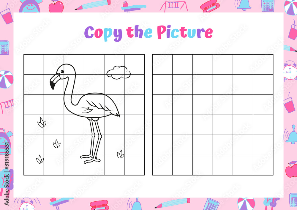 Copy the picture. Drawing activity for kids. Educational game for ...