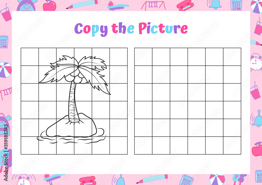 Copy the picture. Drawing activity for kids. Educational game for ...