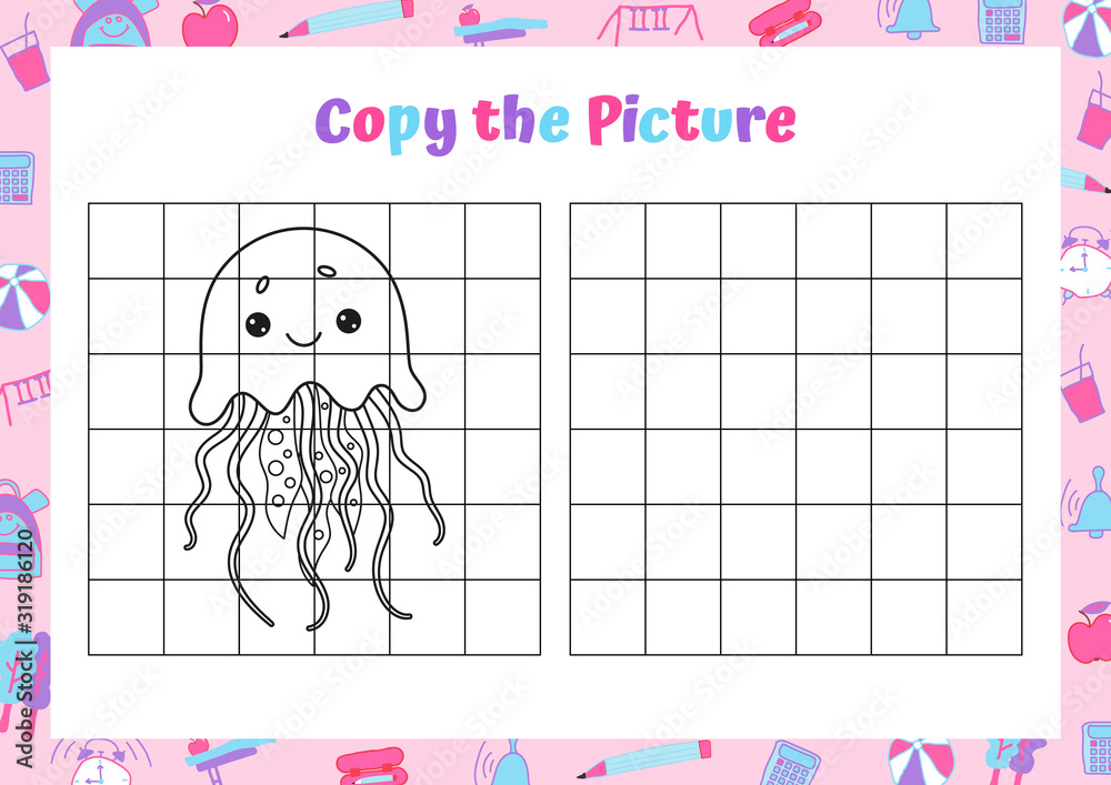 Copy the picture. Drawing activity for kids. Educational game for ...