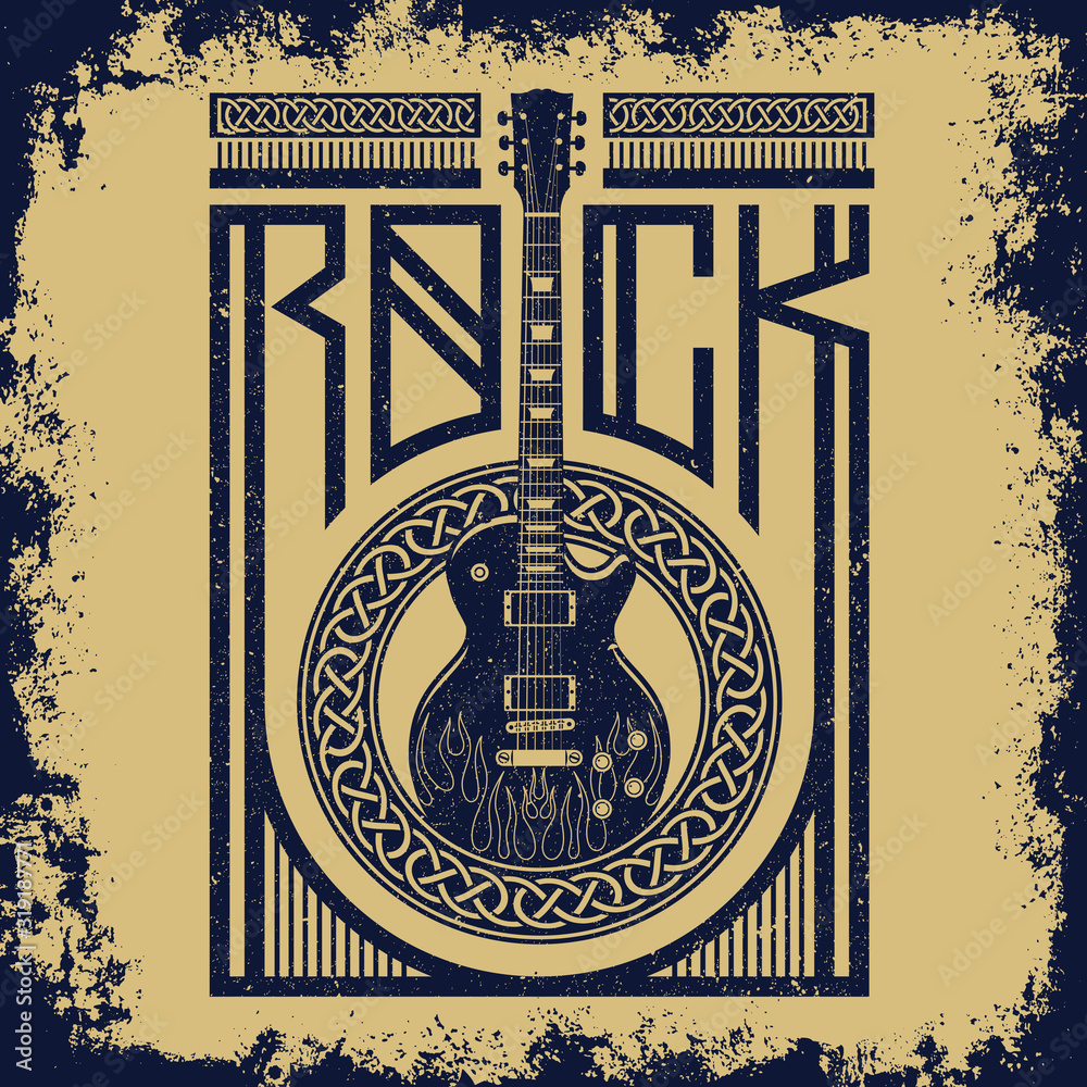 guitar rock grunge texture for t-shirt / apparel logo design ...