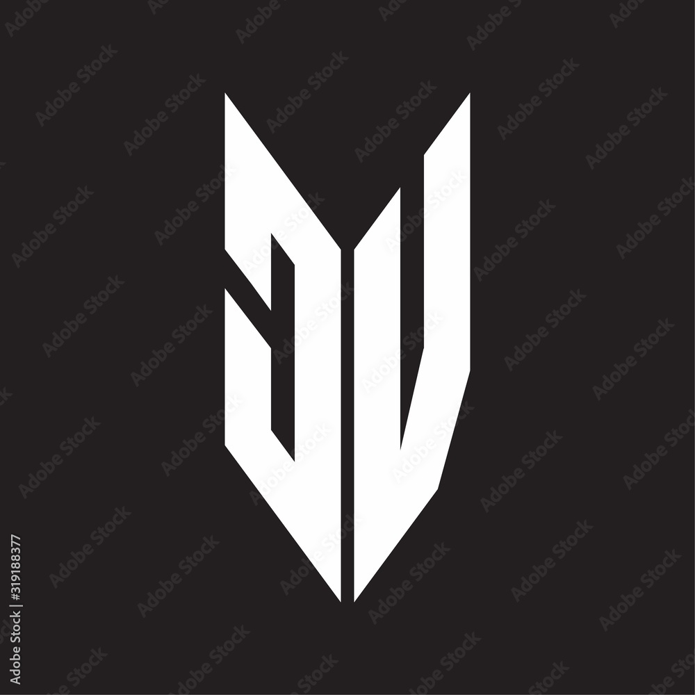 DV Logo monogram with emblem style isolated on black background Stock ...