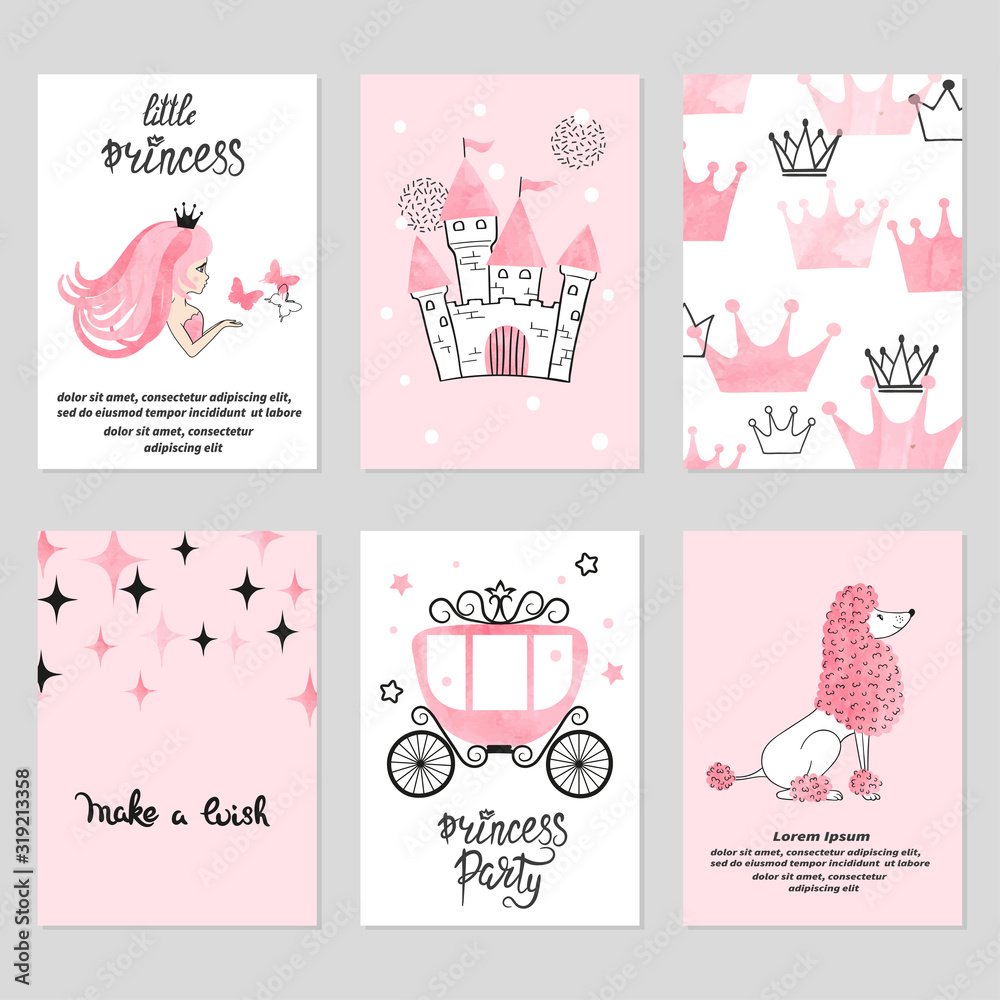Baby shower card set. Watercolor invitation cards design for baby ...
