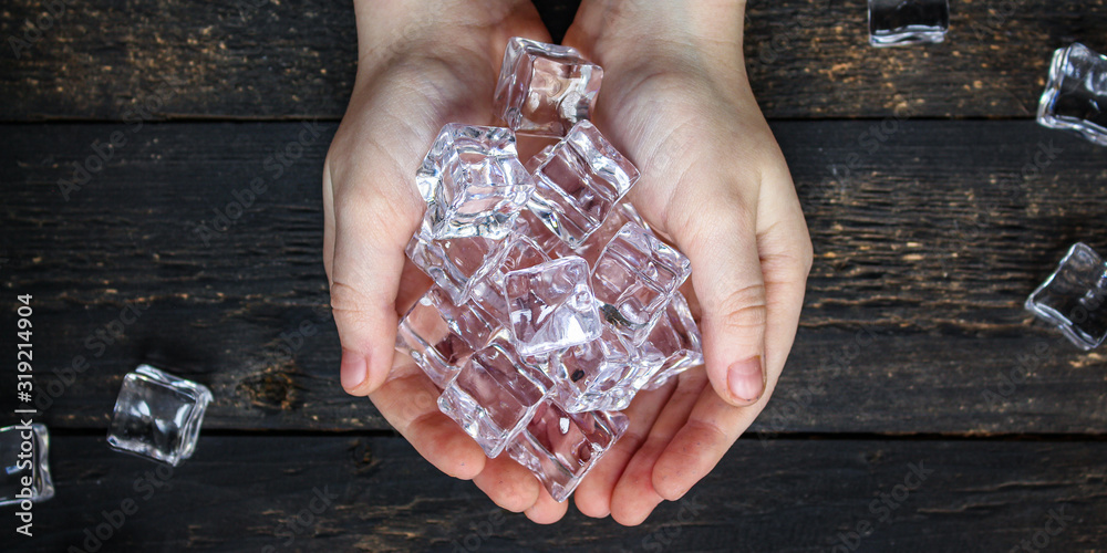 ice cubes. artificial crystal clear transparent piece. concept. food ...
