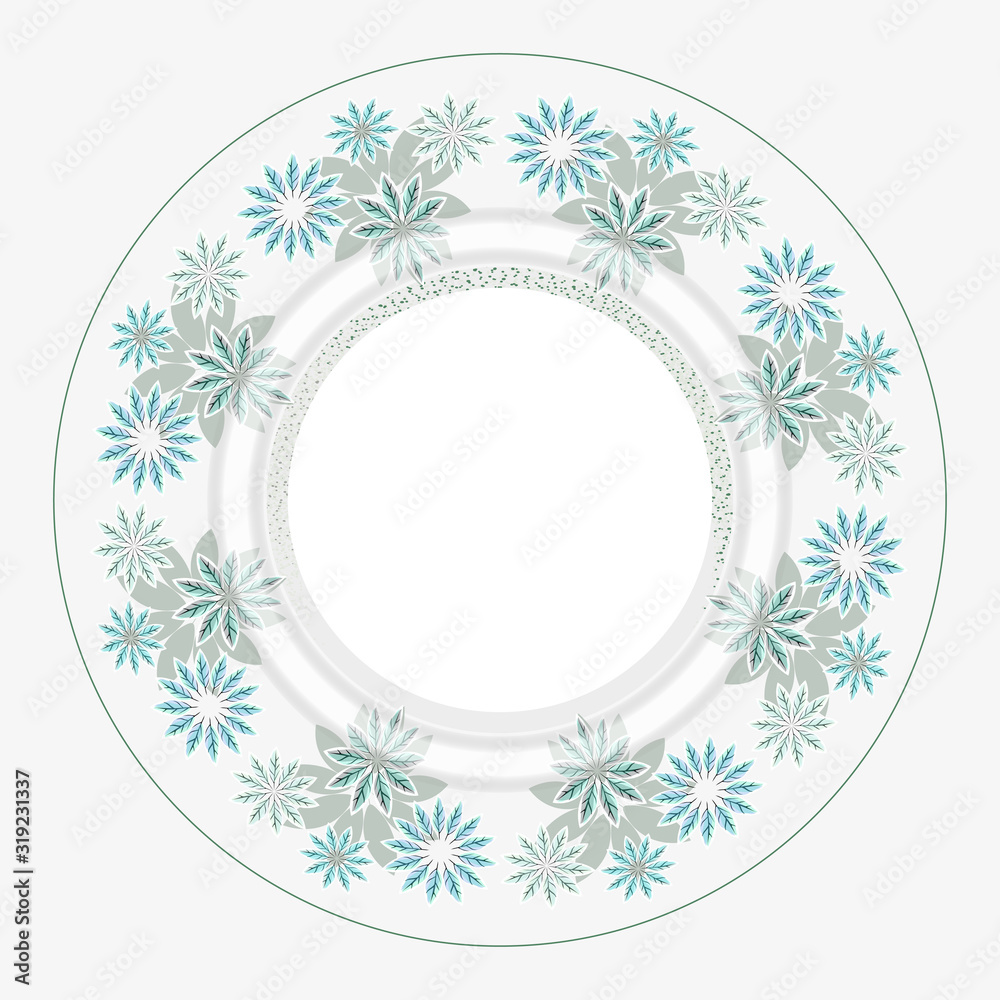 Vector floral decorative pattern in a circle. Decoration of a round ...