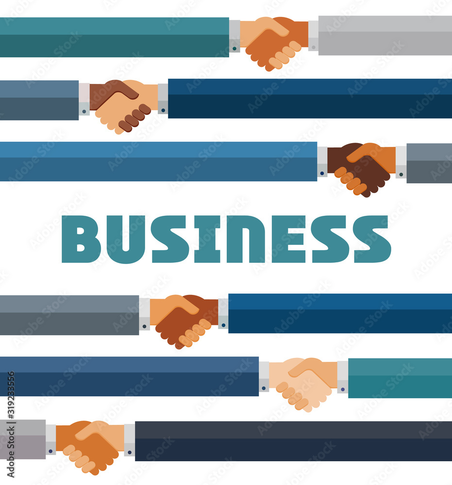 Flat vector illustration of hands handshake. Background concept of ...