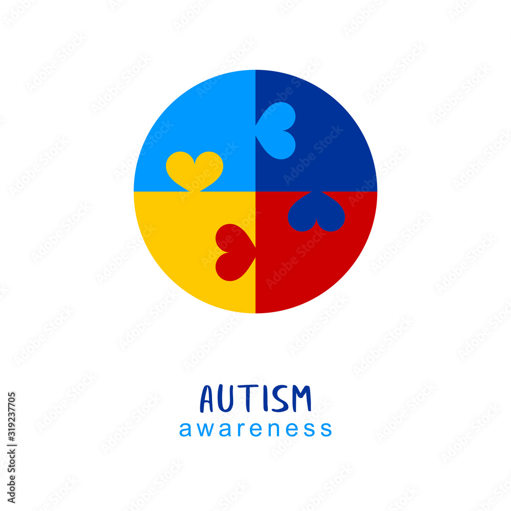 World autism awareness day. Colorful circle puzzle vector design sign ...