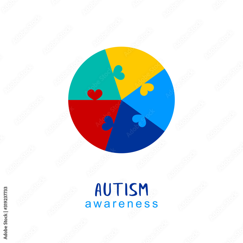 World autism awareness day. Colorful circle puzzle vector design sign ...