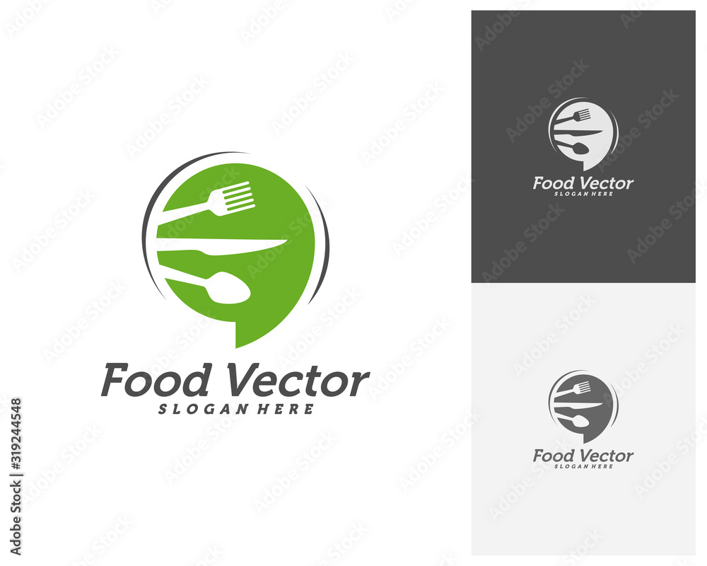 Food talk logo design vector. Restaurant, food court, cafe logo ...