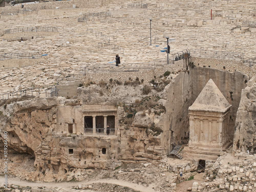 DEC 2019 Jerusalem, Israel - Orthodox Jews praying on the Mount of ...