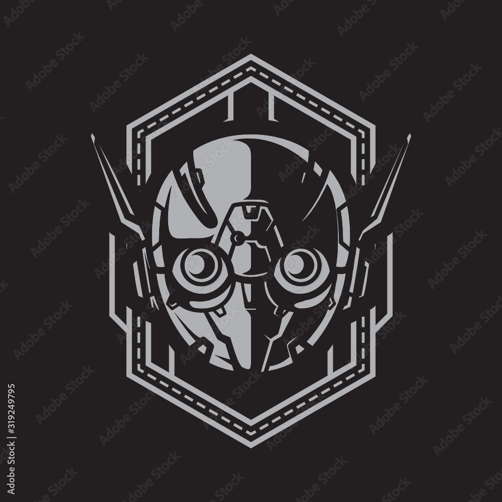 Mecha Robot Head Logo, Template Images Stock Vector | Adobe Stock