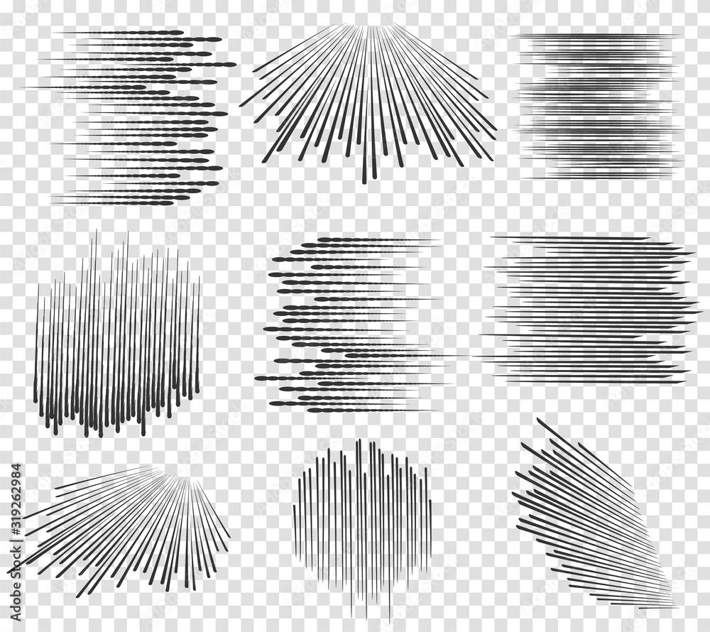 Speed lines signs isolated. Comics vector effect. Motion effect ...
