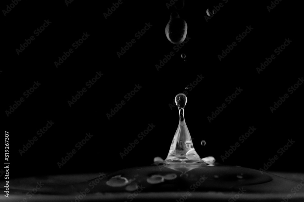 Water splash isolated, water drop hit the surface, water droplet ...