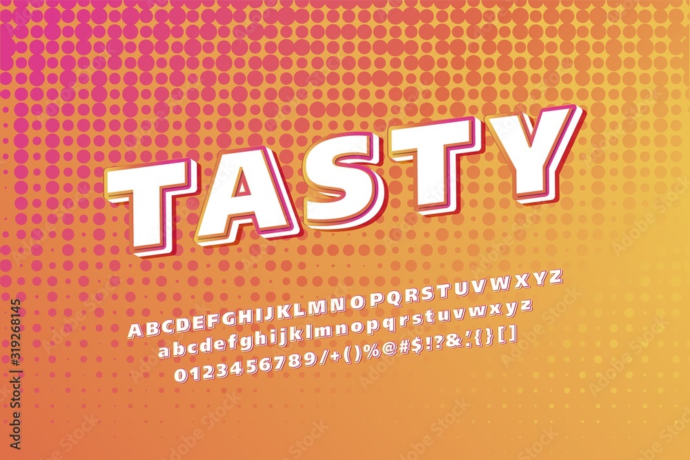 pop poster template for title text effect, 3d extruded font with soft ...