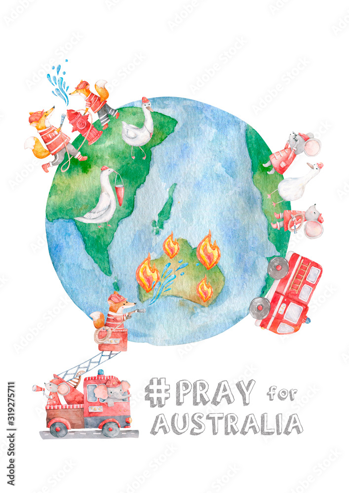 Australia fire with firefighter animals around the world baby help with ...