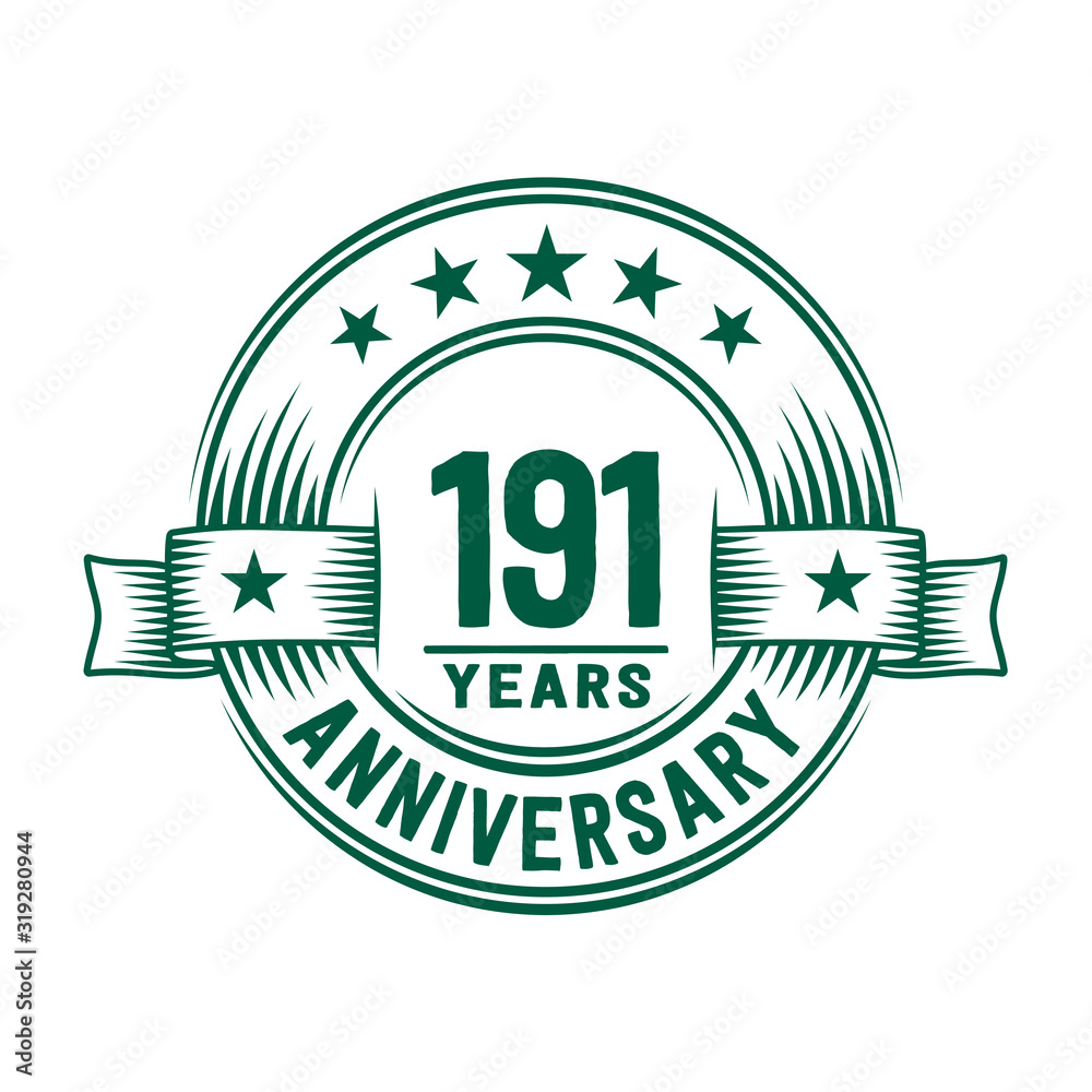 Vetor de 191 years logo design template. 191st anniversary vector and ...