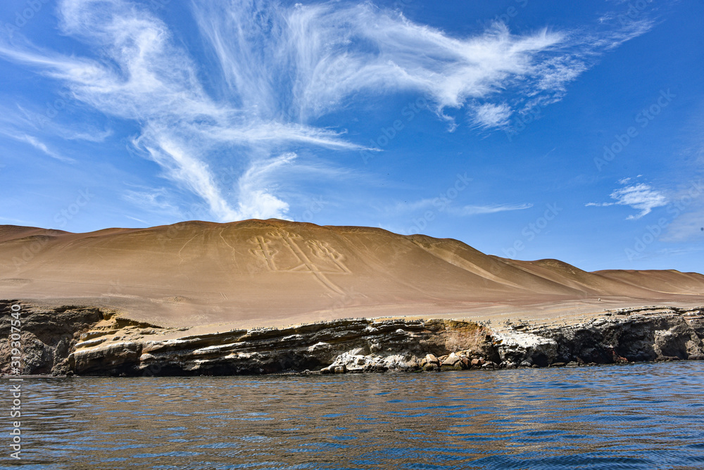 The Paracas Candelabra, also called the Candelabra of the Andes, a ...