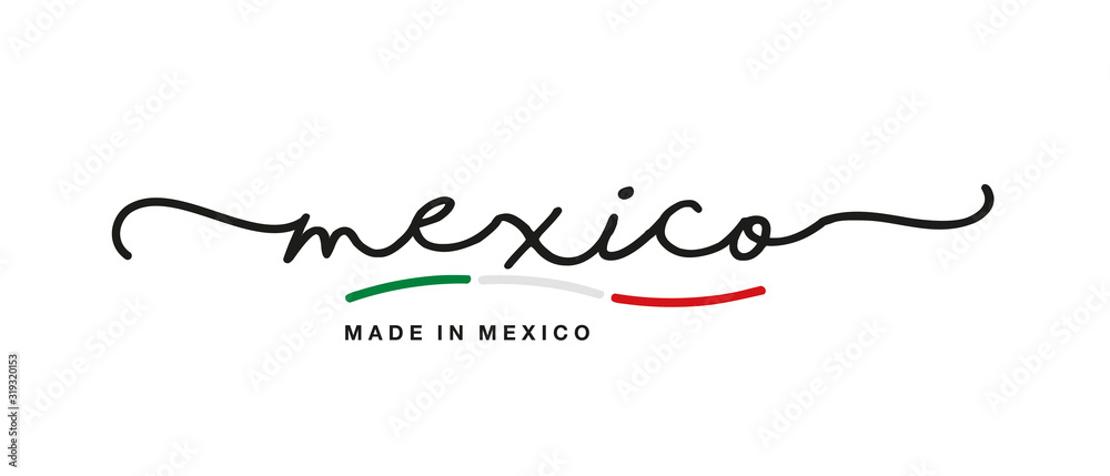 Made in Mexico handwritten calligraphic lettering logo sticker flag ...