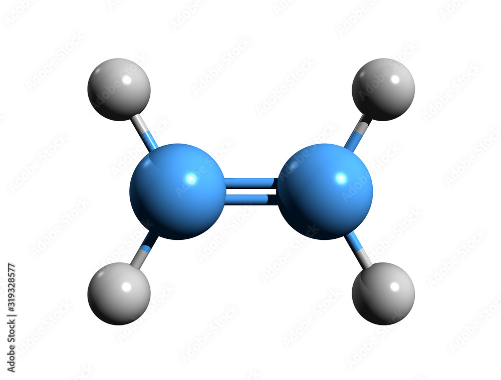 3D image of ethylene skeletal formula - molecular chemical structure of ...