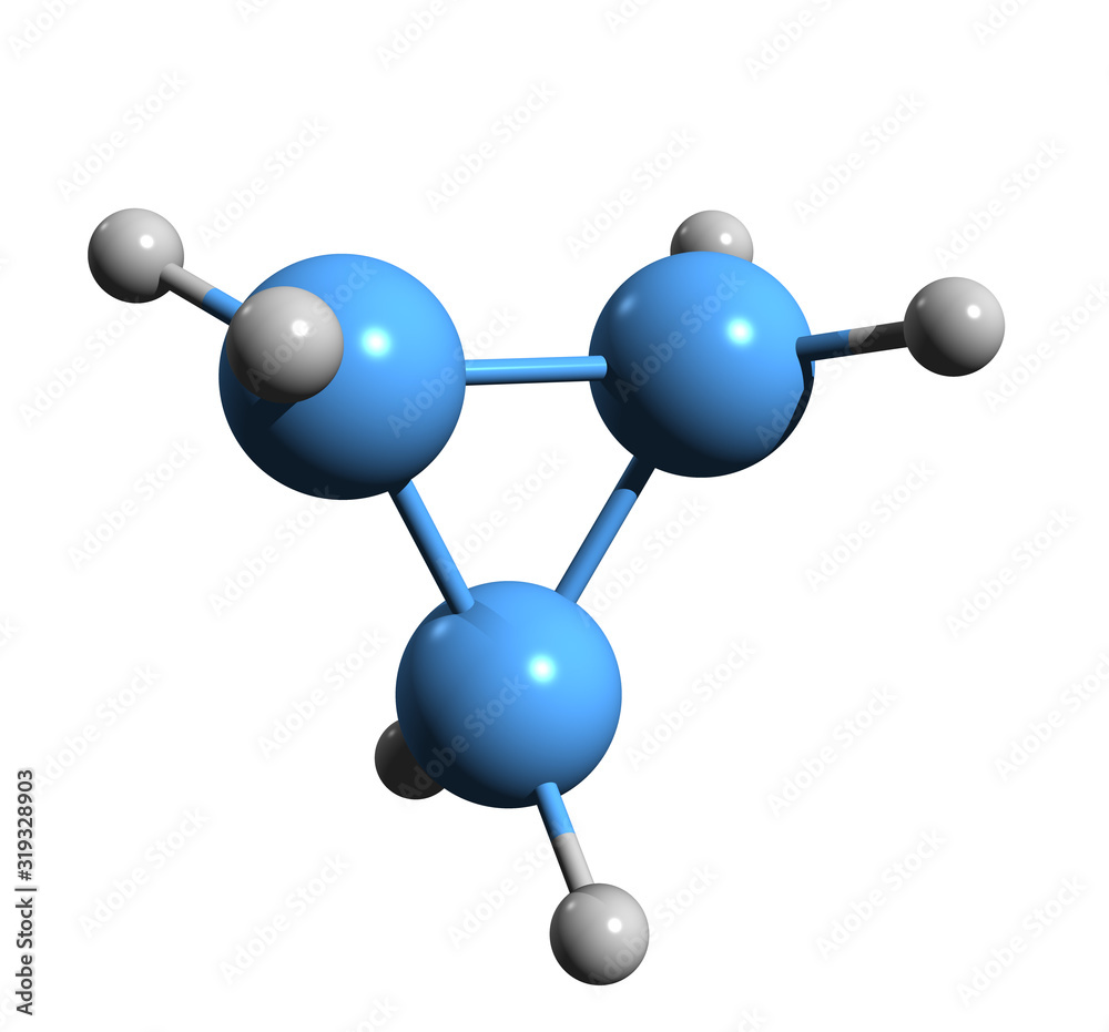 3D image of cyclopropane skeletal formula - molecular chemical ...