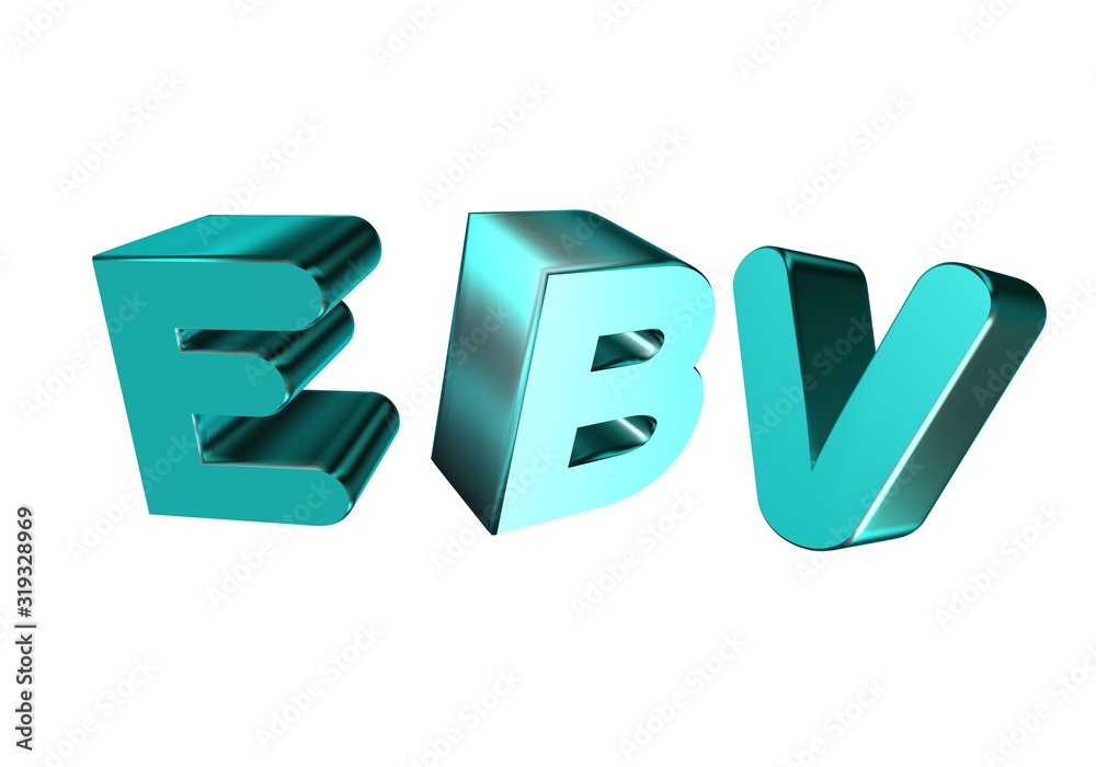 3D rendering metal EBV abbreviation - Epstein-Barr virus concept letter ...