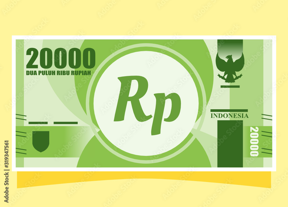 20000 Indonesian Rupiah Banknotes paper money vector icon logo ...