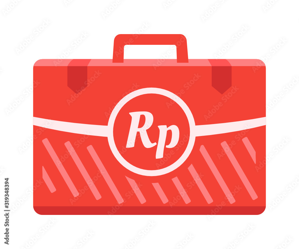 Indonesian Rupiah Money inside case box vector icon logo illustration ...
