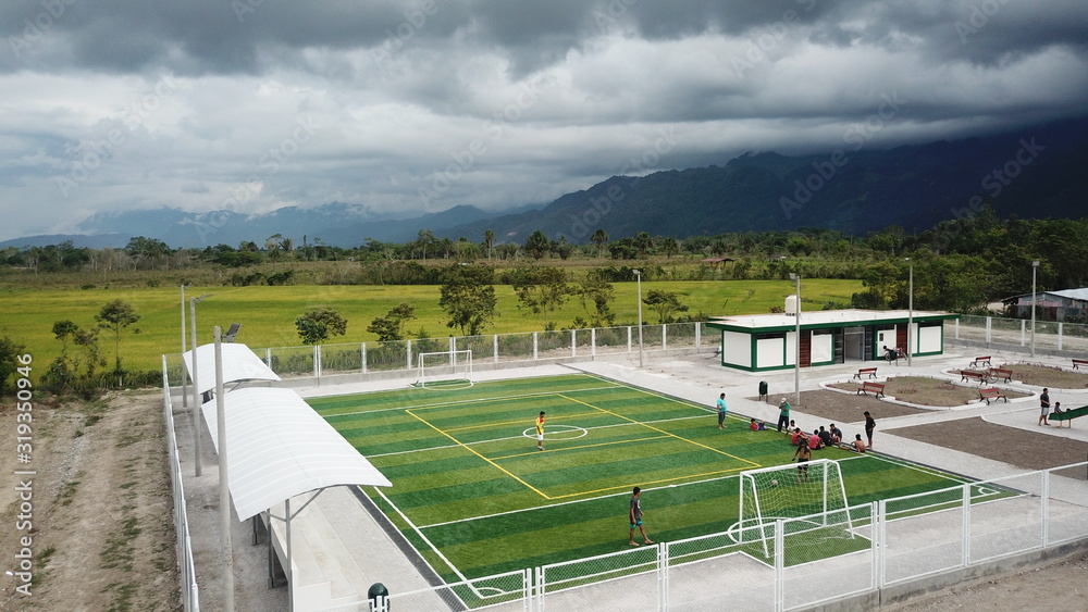 Cancha de fútbol soccer en Nuevo Cajamarca - Perú. Stock Photo | Adobe ...