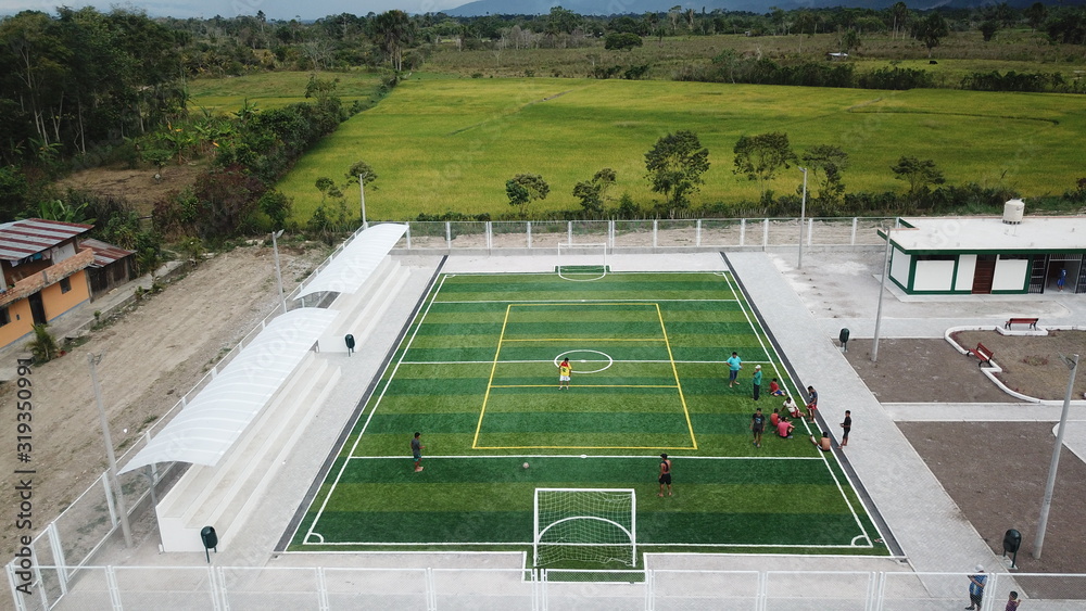 Cancha de fútbol soccer en Nuevo Cajamarca - Perú. Stock Photo | Adobe ...