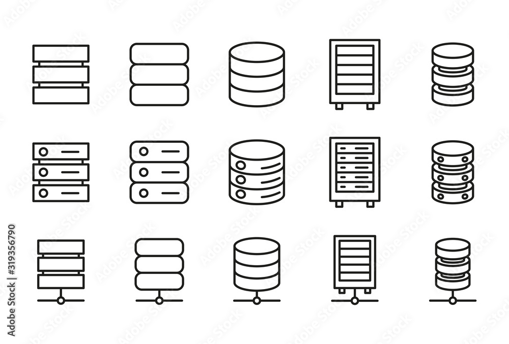 Modern thin line icons set of database. Stock Vector | Adobe Stock