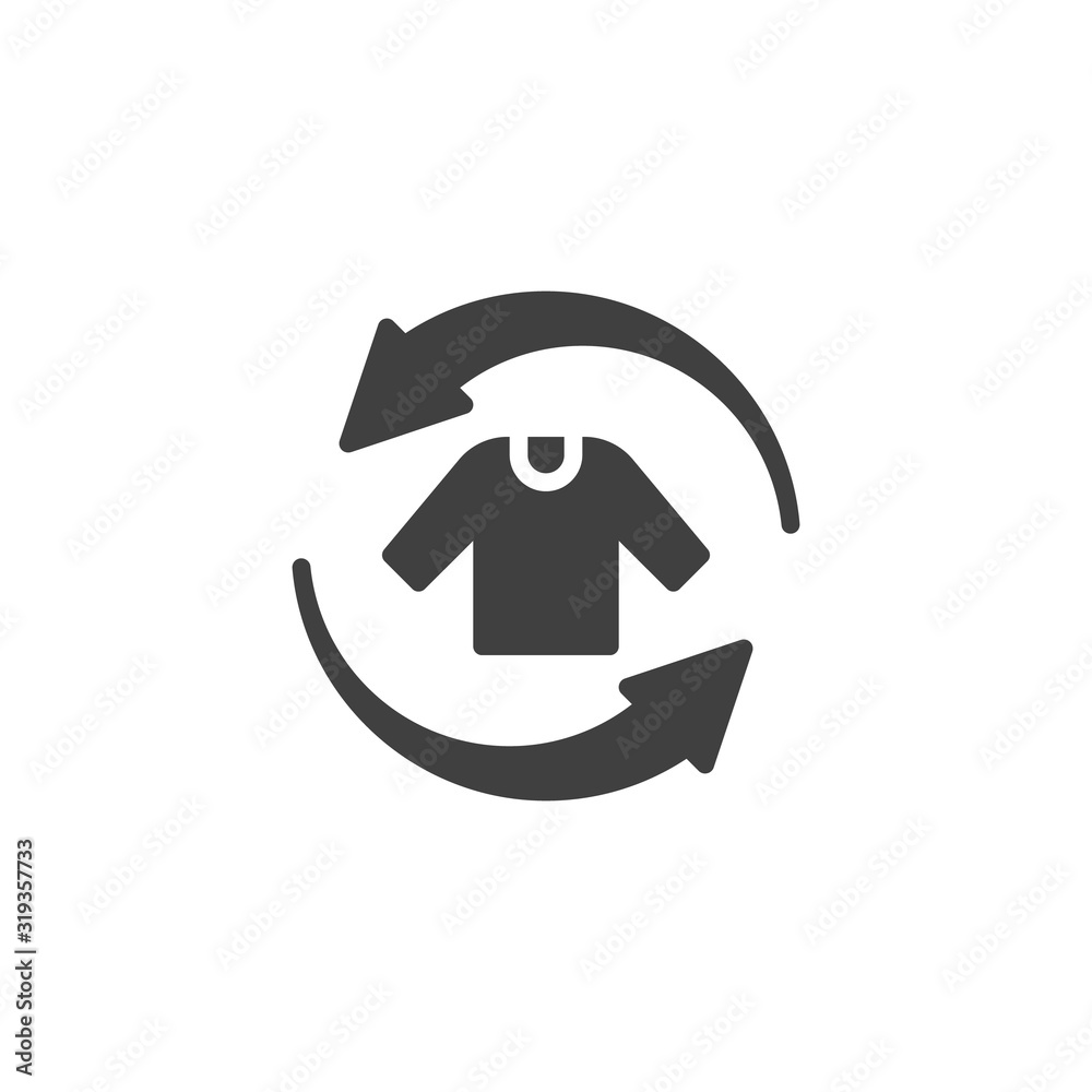 Recycling clothes vector icon. filled flat sign for mobile concept and ...