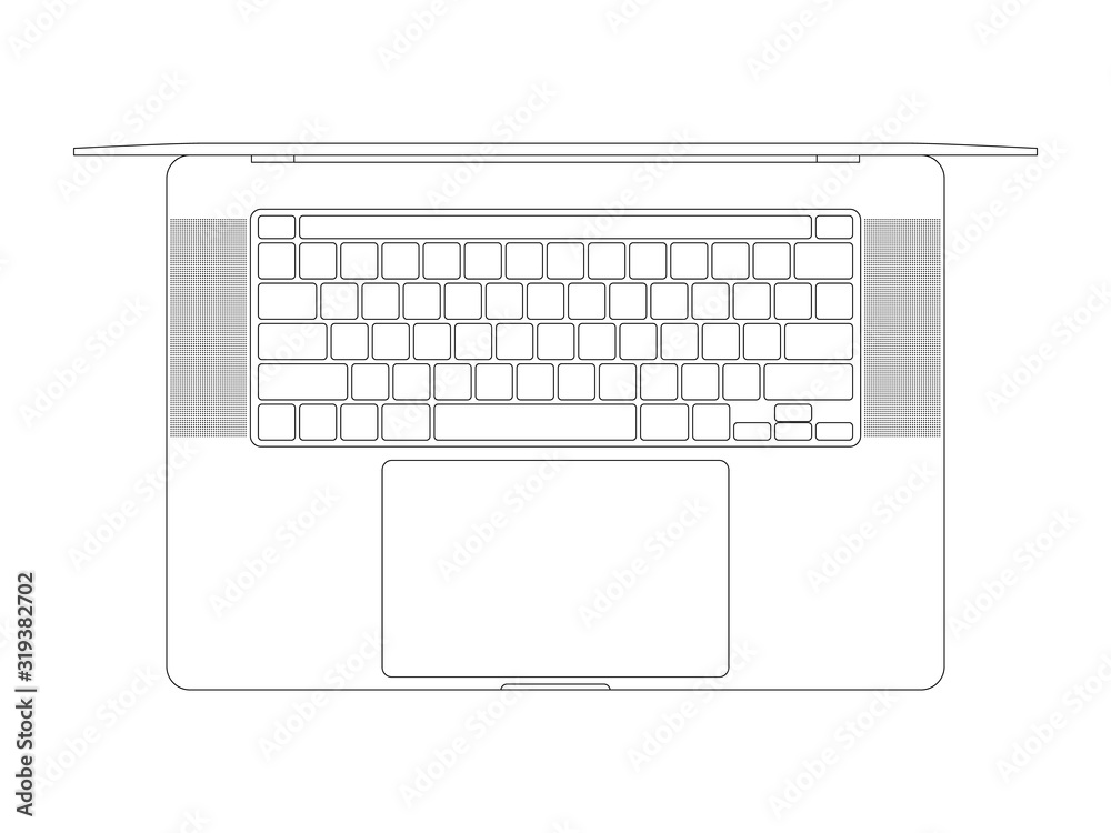 laptop icon in thin line style design with keyboard and touchpad top ...