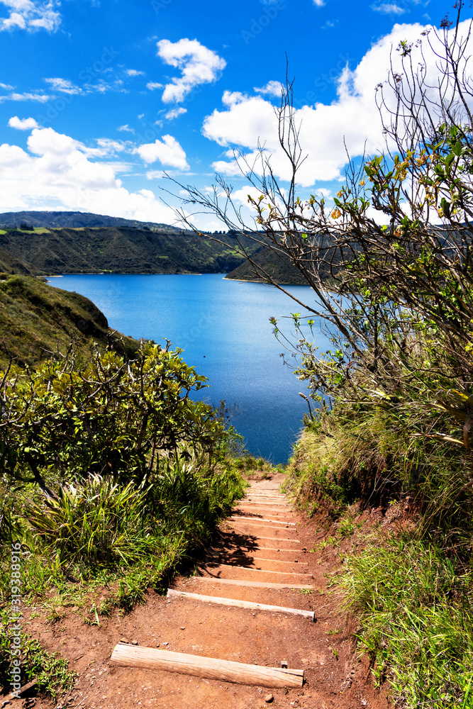 Amazing view of lake of the Quilotoa caldera. Cuicocha is the western ...