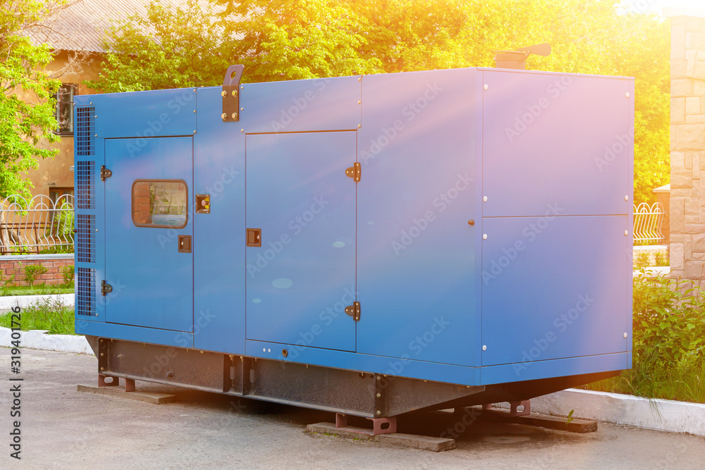Poster Diesel generator for emergency power supply at the wall of a ...