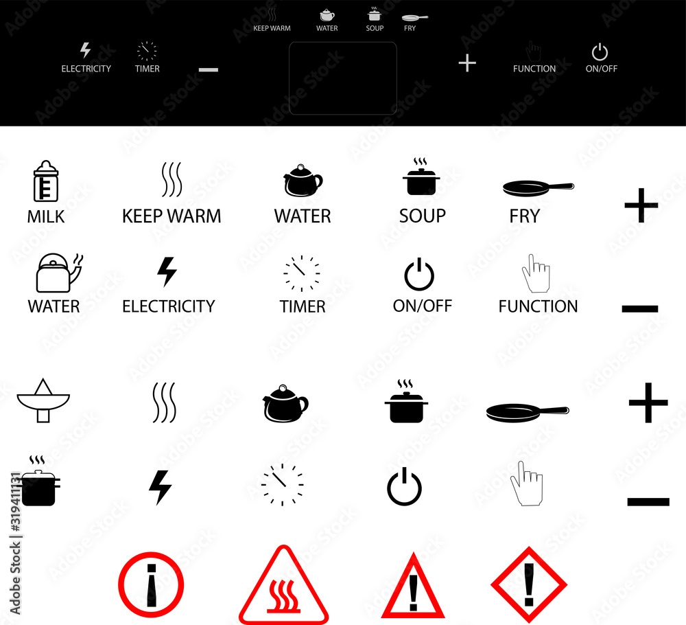 icons for induction cooker Stock Vector | Adobe Stock