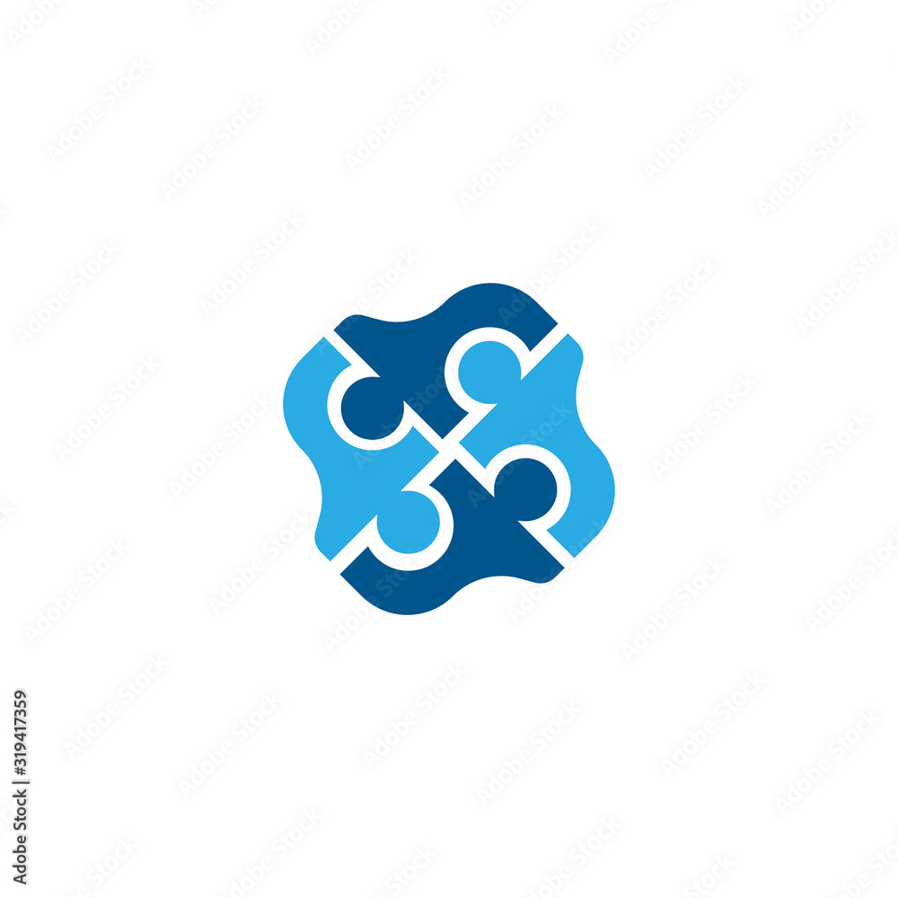 puzzle teamwork logo design vector Stock Vector | Adobe Stock