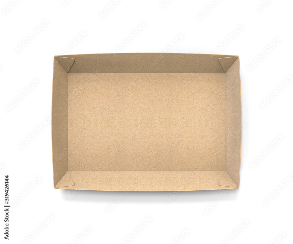 Blank craft tray for food items and branding. 3d render illustration ...