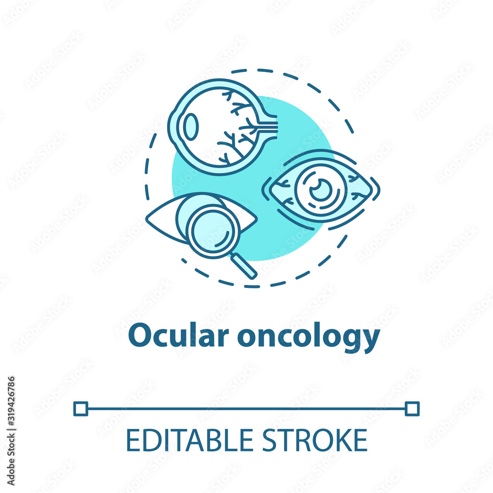 Ocular oncology concept icon. Eye neoplasm diagnosis and treatment ...