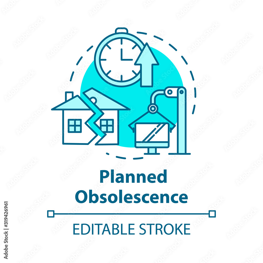 Planned obsolescence concept icon. Products with limited period of use ...