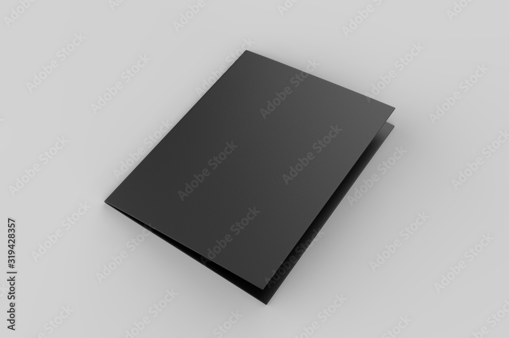 Blank bi fold card template, 3d render illustration. ilustração do ...