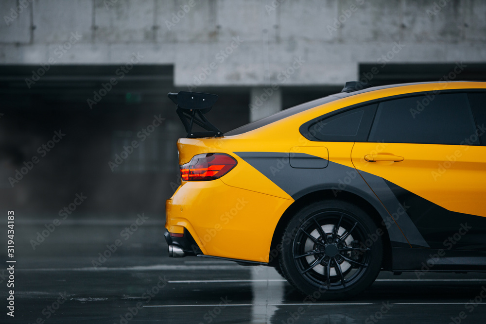 Silhouette of modern sport car trunk Stock Photo | Adobe Stock