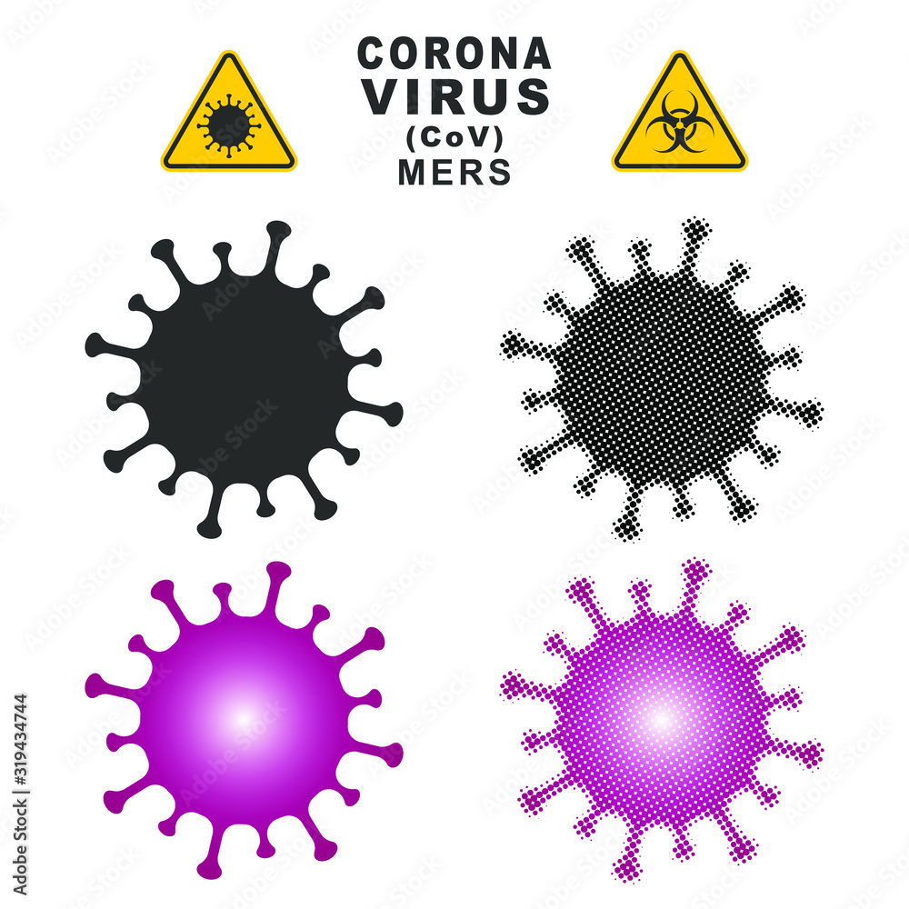 MERS Corona Virus icon shape. biological hazard risk logo symbol ...
