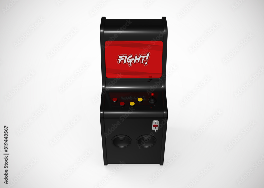 Arcade Machine Fight Screen Retro Gaming Style With Joystick and ...