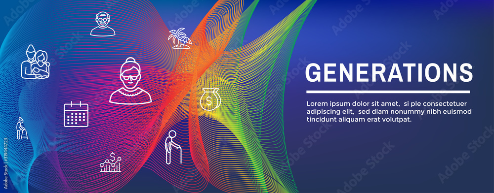 Generations and Aging Web Header Banner and Icon Set Stock Vector ...