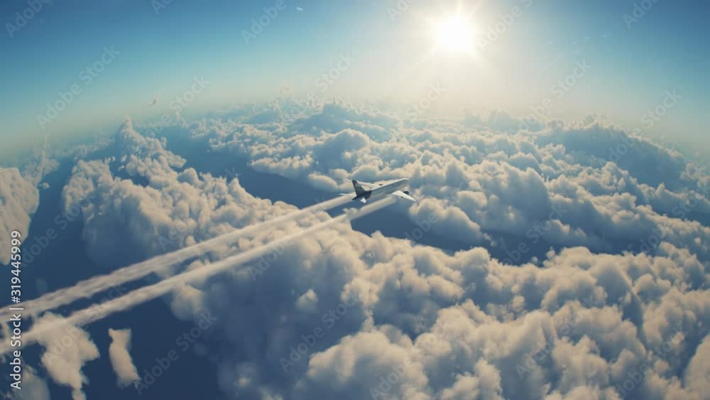 Flying passenger jet animation. The airline depicted on the jet is ...