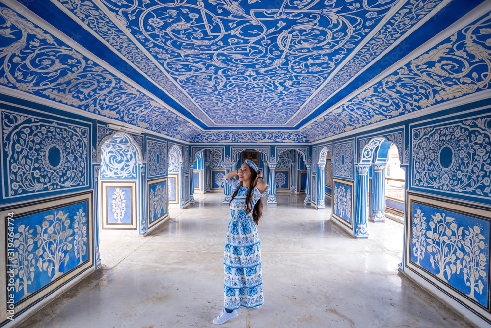 Woman posing at City Palace , Jaipur, Rajasthan, India Stock Photo ...