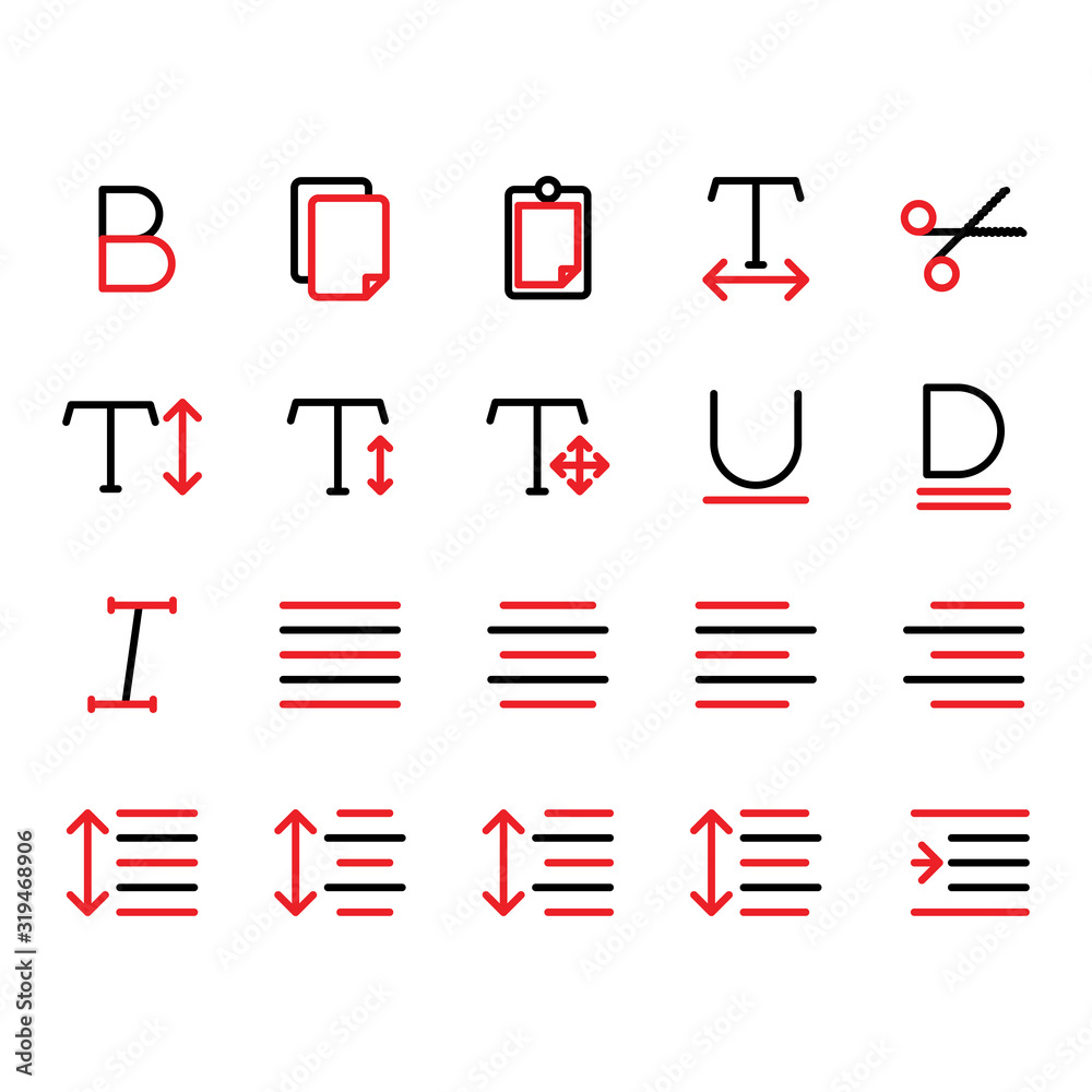 Editing text icon set include text, bold, edit,design,document, copy ...