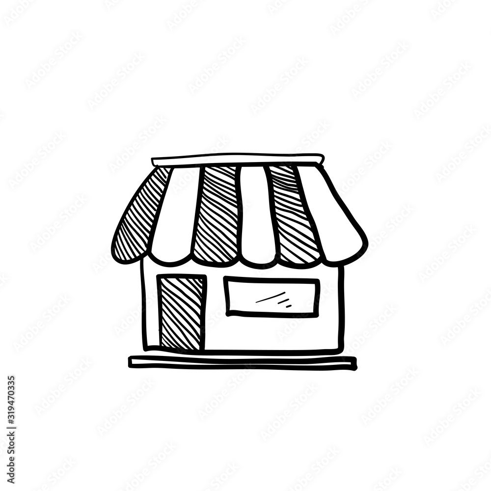 hand drawn Shop icon vector illustration. Creative sign from buildings ...