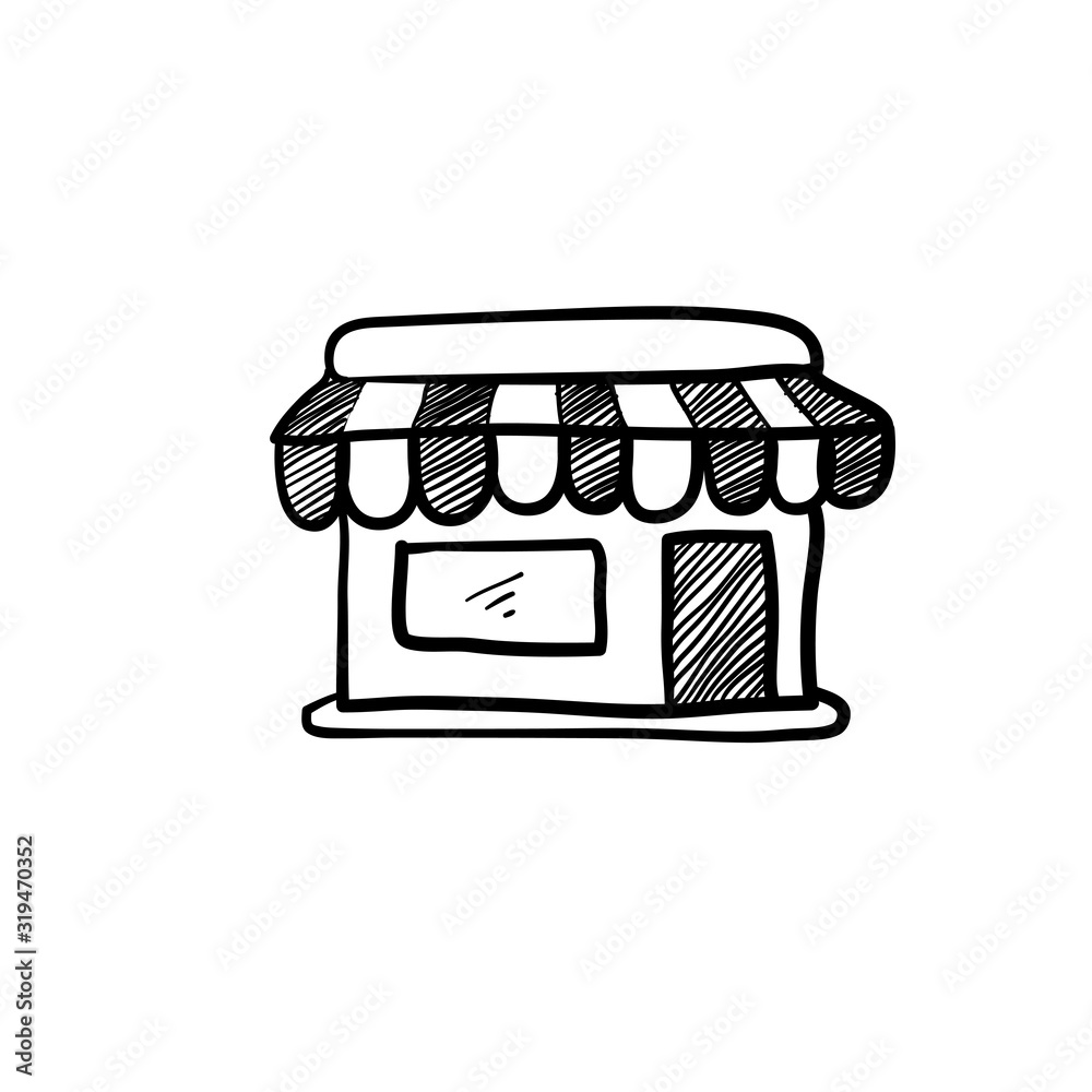 hand drawn Shop icon vector illustration. Creative sign from buildings ...