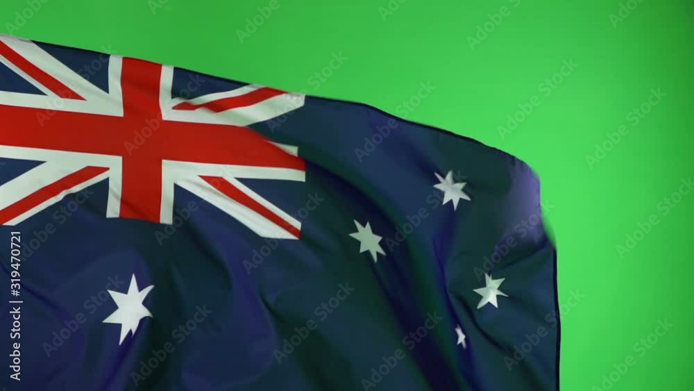 Australia Flag flying in front of Green Screen Chroma key - Australian ...