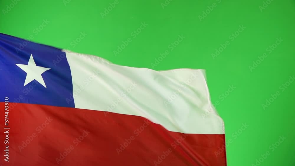 Chile Flag flying in front of Green Screen Chroma key - Chilean flag on ...
